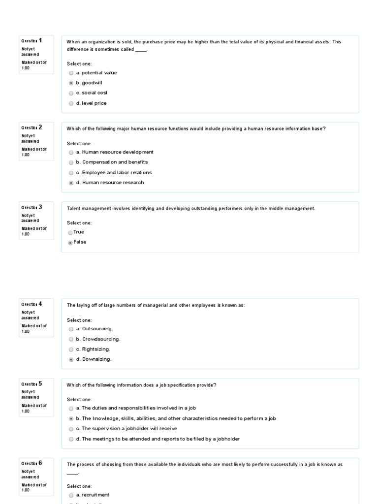 Quiz 001 100% | PDF | Human Resource Management | Resource