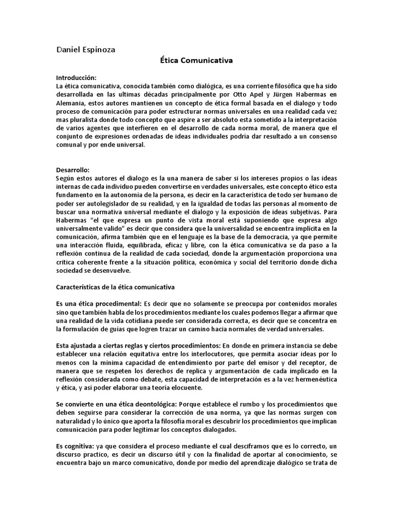 Ética Comunicativa | PDF | Moralidad | Poder (social y político)