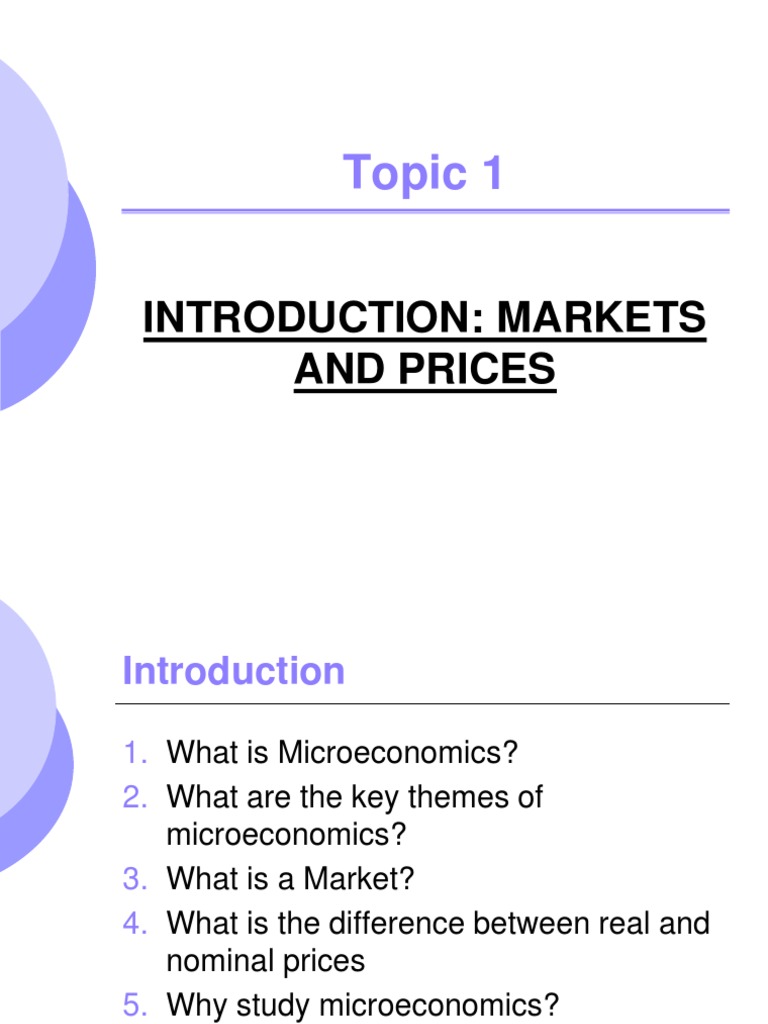 Topic 1: Introduction: Markets and Prices | Download Free PDF ...