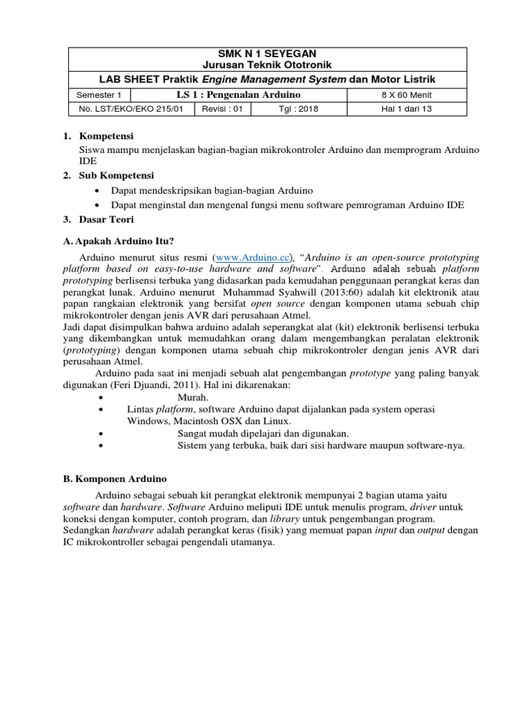 Labsheet 01 Arduino | PDF