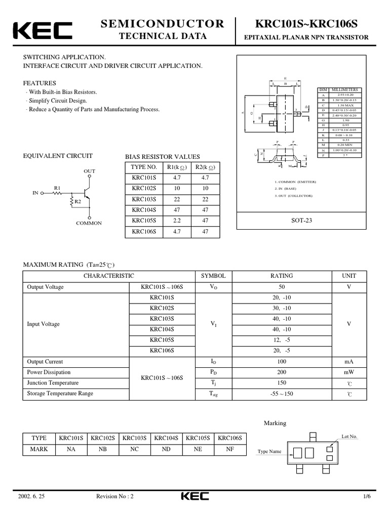 KRC101 6S | PDF | Electrical Equipment | Electronic Engineering