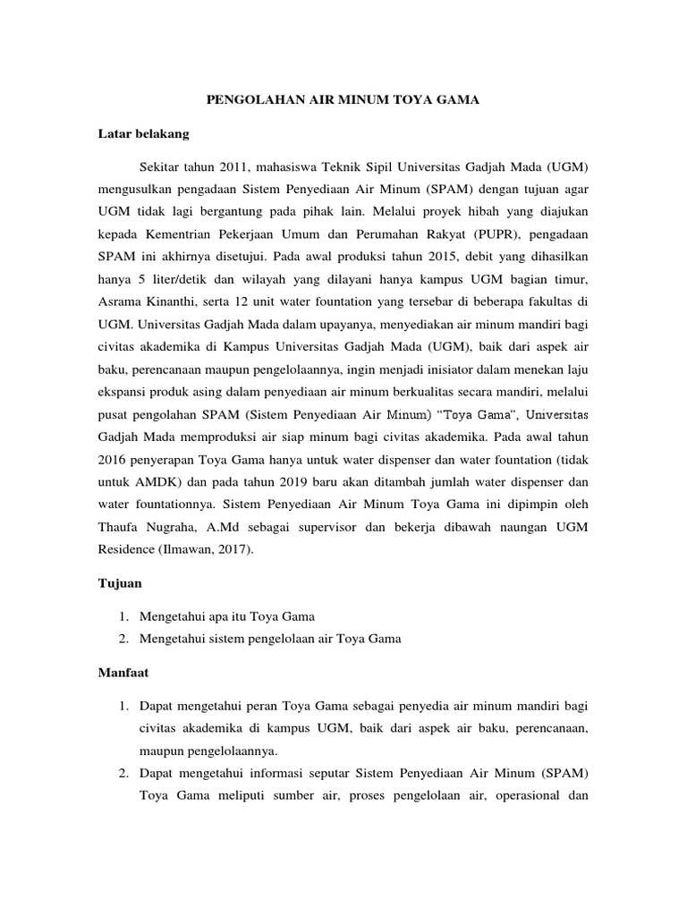 Sistem Penyediaan Air Minum Toya Gama | PDF | Sains & Matematika