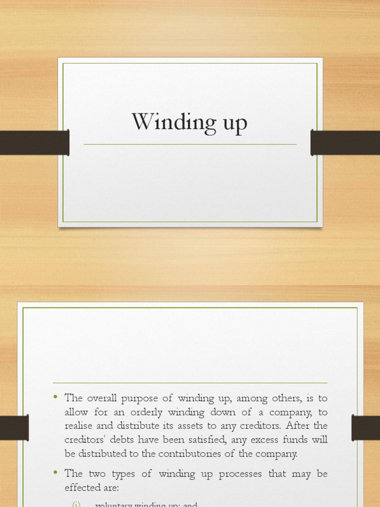 Company Winding Up Explained | PDF | Liquidation | Liability (Financial ...