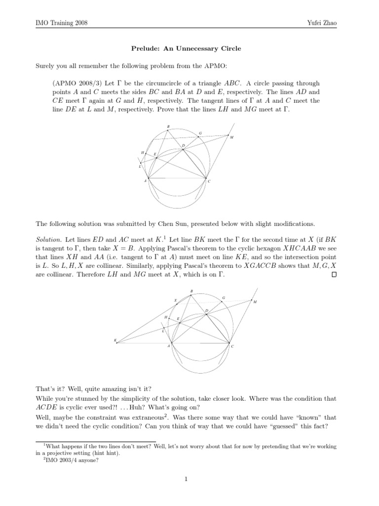 IMO Training 2008 Yufei Zhao | PDF | Elementary Geometry | Space
