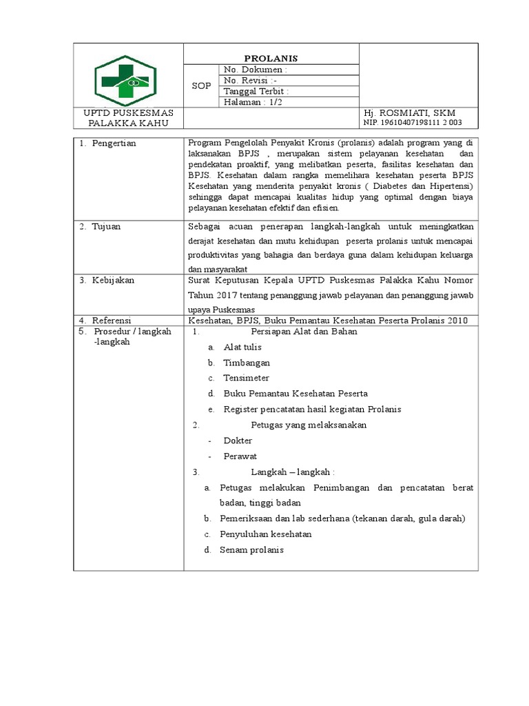 Sop Prolanis | PDF