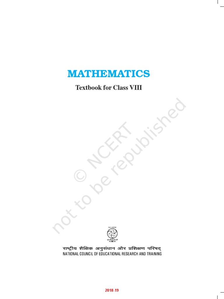 Mathematics: Textbook For Class VIII | PDF | Integer | Multiplication