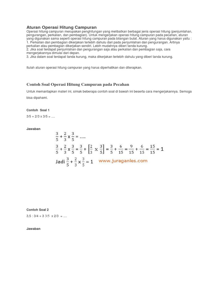 Aturan Operasi Hitung Campuran | PDF | Metode & Bahan Ajar