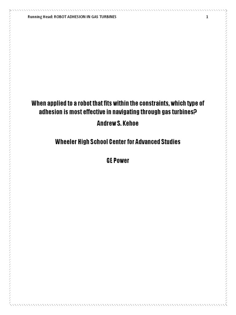 Kehoe Andrew Researchproposal | PDF | Turbine | Adhesion
