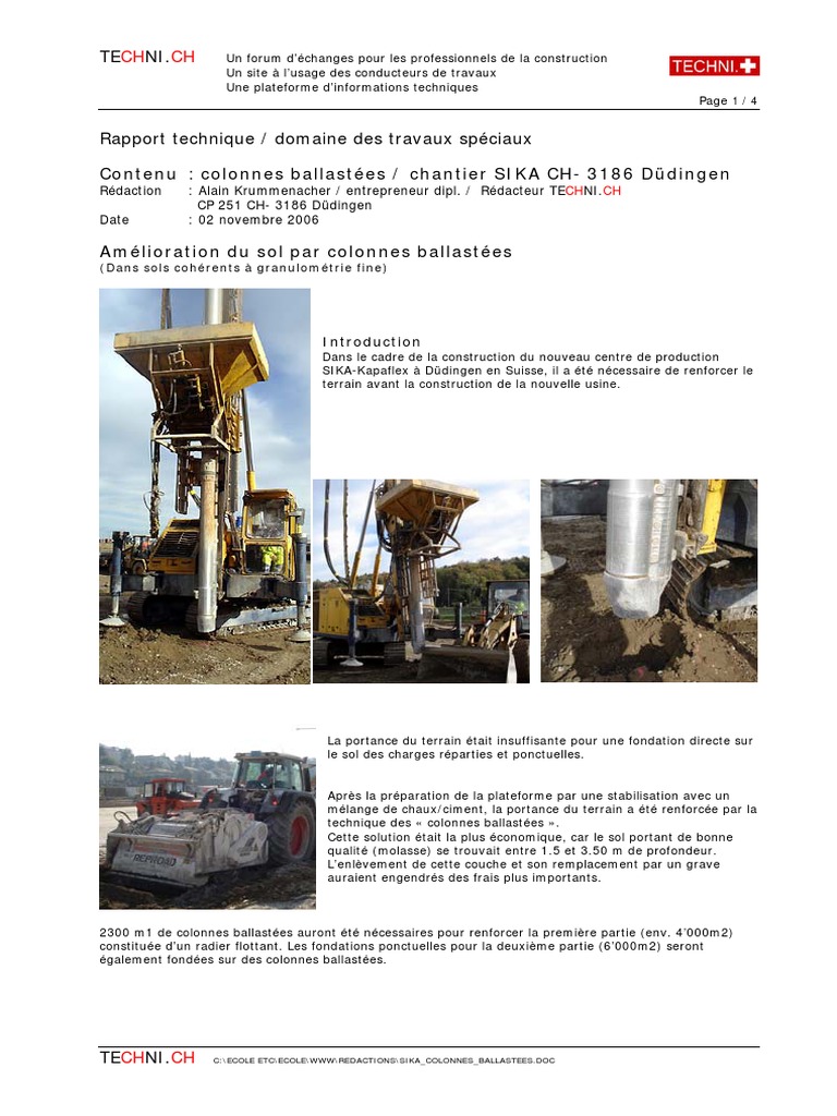 Colonnes Ballastées : Technique et Coûts | PDF | Fondation ...