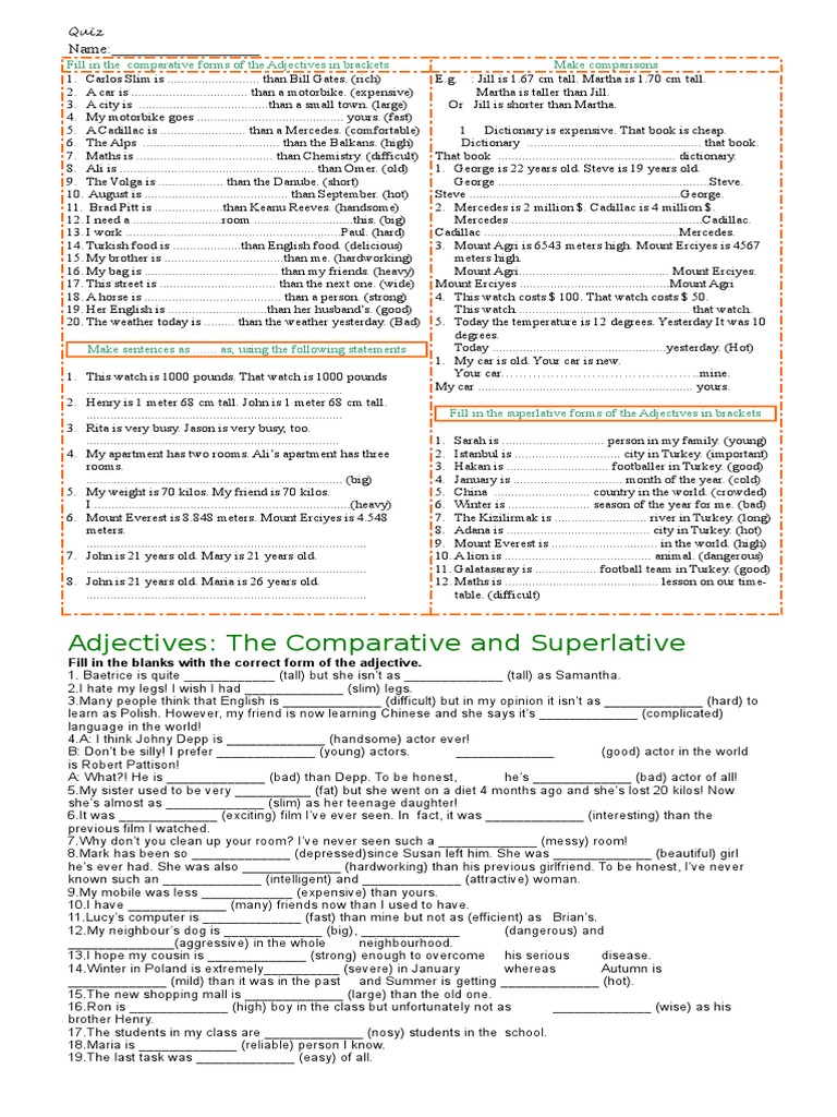 Comparative and Superlative Exercises | PDF | Foreign Language Studies