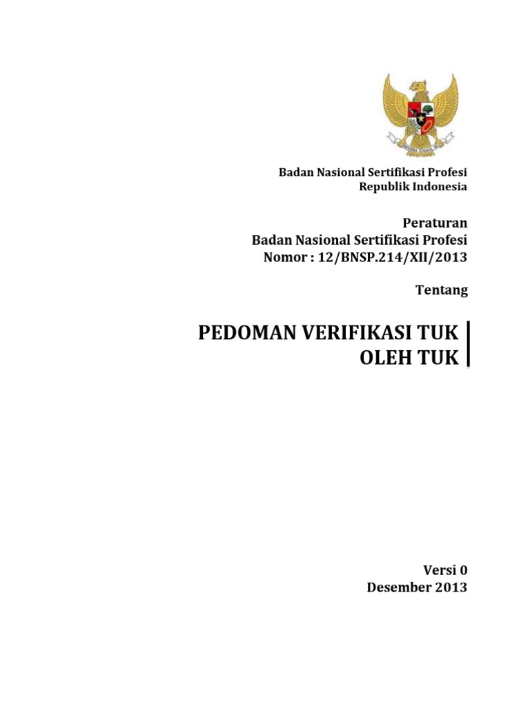 Pedoman Verifikasi TUK Oleh TUK | PDF