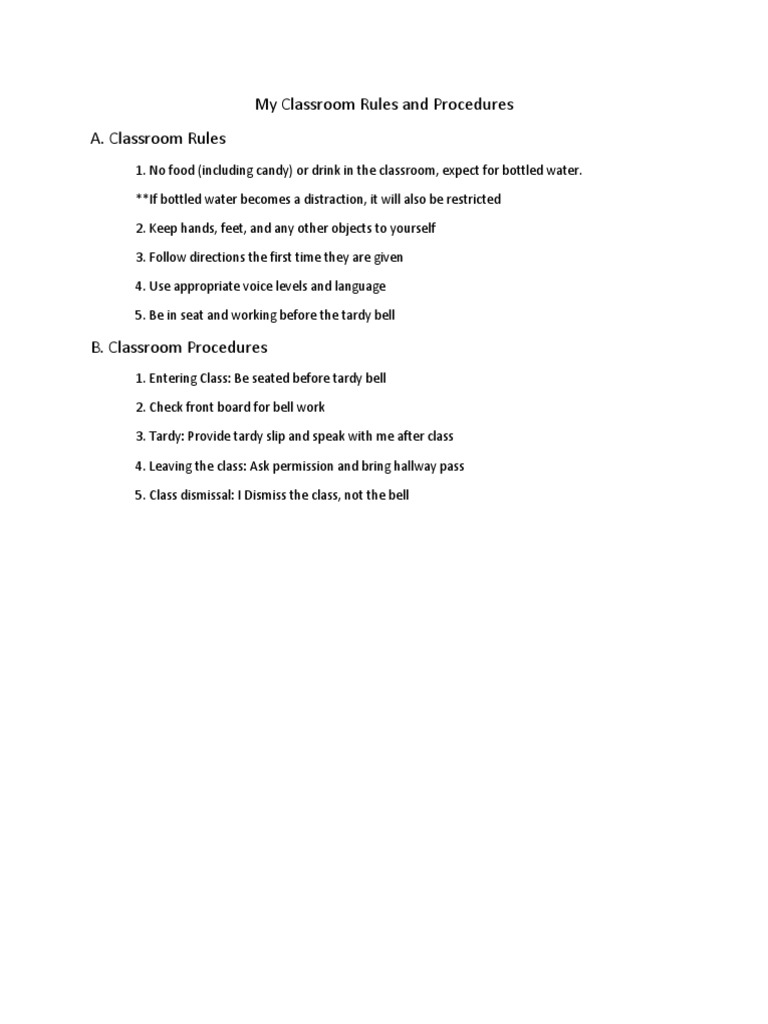 Classroom Rules and Procedures | PDF