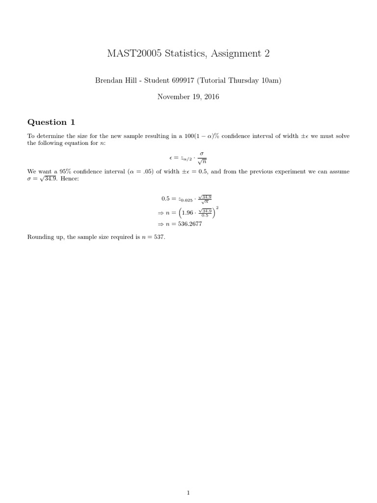 Statistics Assignment Analysis | PDF | Statistical Significance ...