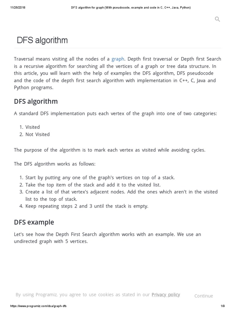 Dfs Algorithm For Graph Download Free Pdf Algorithms Graph Theory 3584