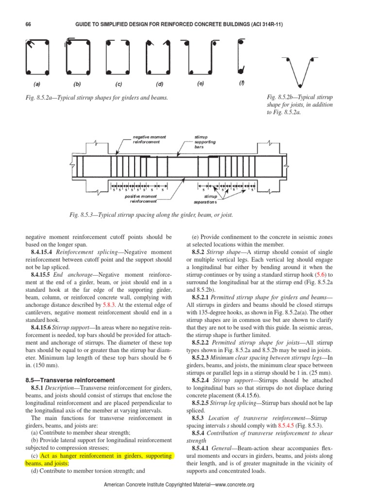Fig. 8.5.2a-Typical Stirrup Shapes For Girders and Beams. Fig. 8.5.2b ...