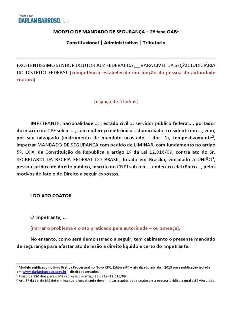 Mandado de Segurança | PDF | Mandamus | Conceitos jurídicos