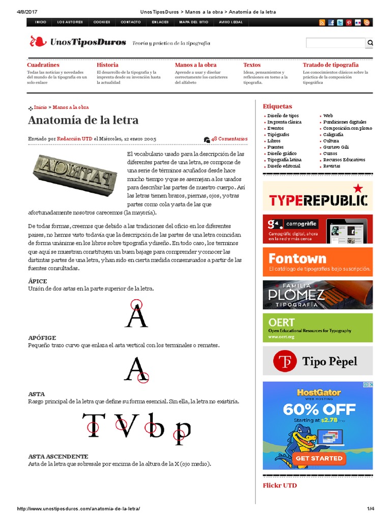 Partes de Una Letra UnosTiposDuros Manos A La Obra Anatomía de La Letra ...