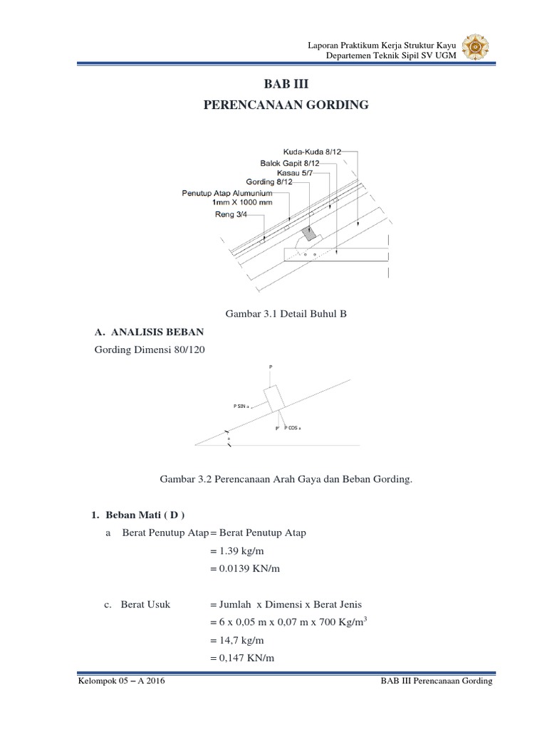 Perencanaan Dimensi Gording 80/120 | PDF | Sains & Matematika