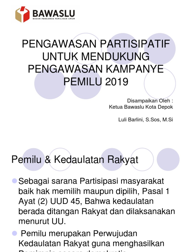 Pengawasan Partisipatif Mendukung Pemilu 2019 | PDF