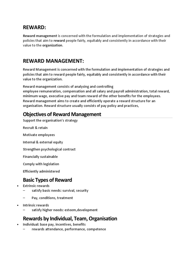The Importance of Fair Reward Management in Organizations | PDF | Labor ...