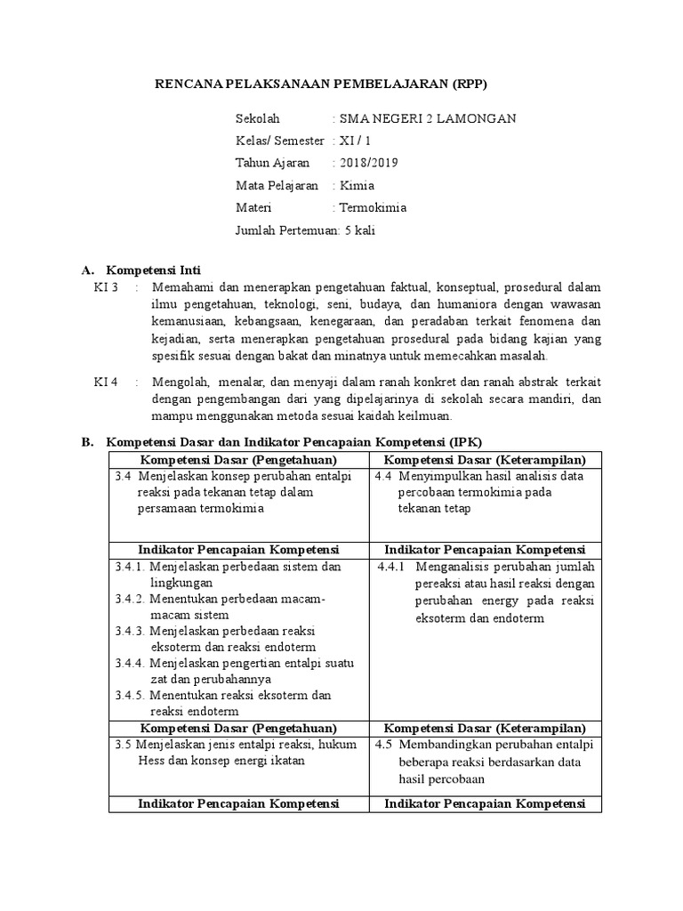 RPP Termokimia | PDF