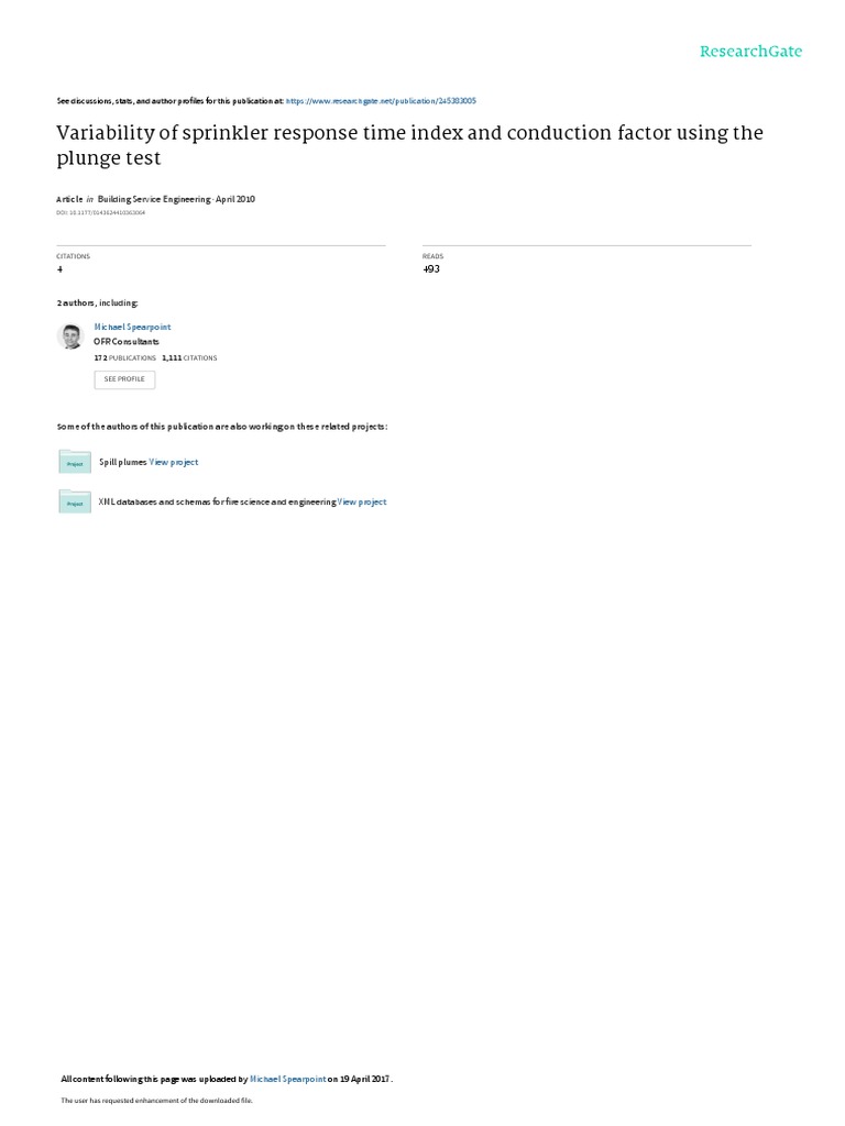 Variability of Sprinkler Response Time Index and Conduction Factor ...