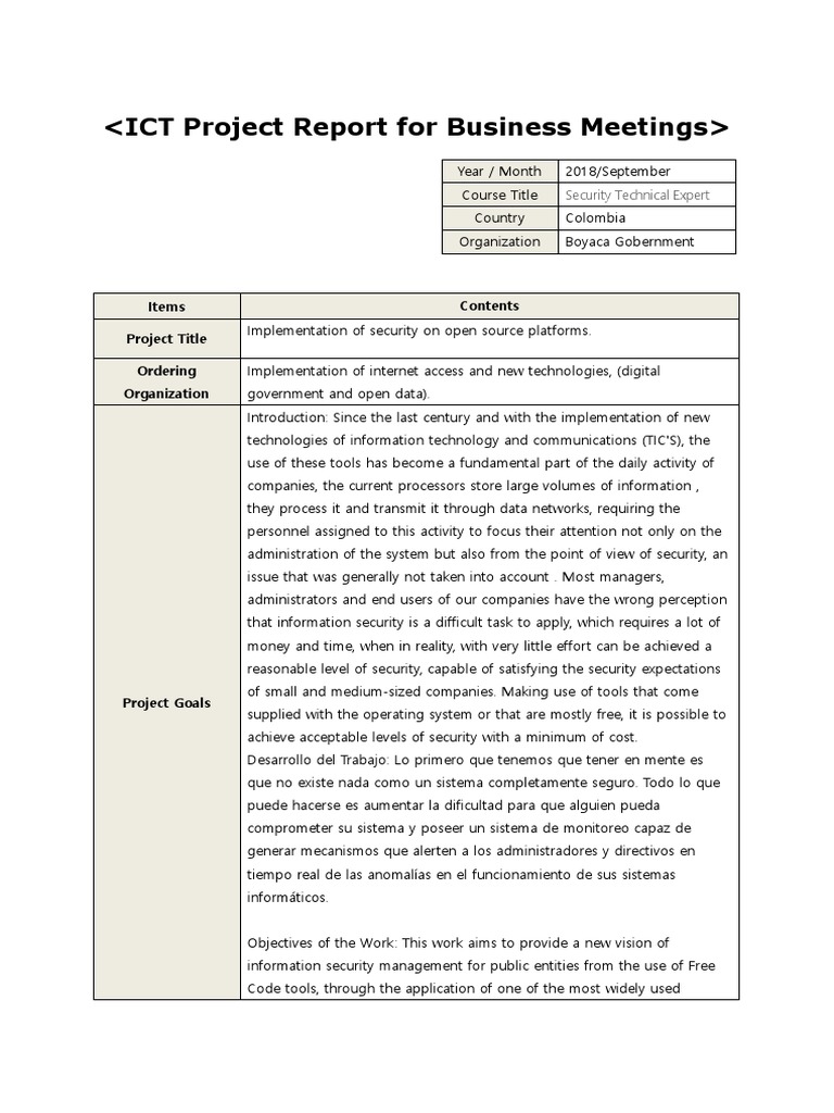 ICT Project Report For Business Meeting (Sample) | PDF | Information ...