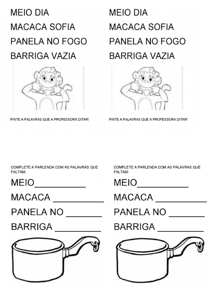 Atividades Macaca Sofia | PDF