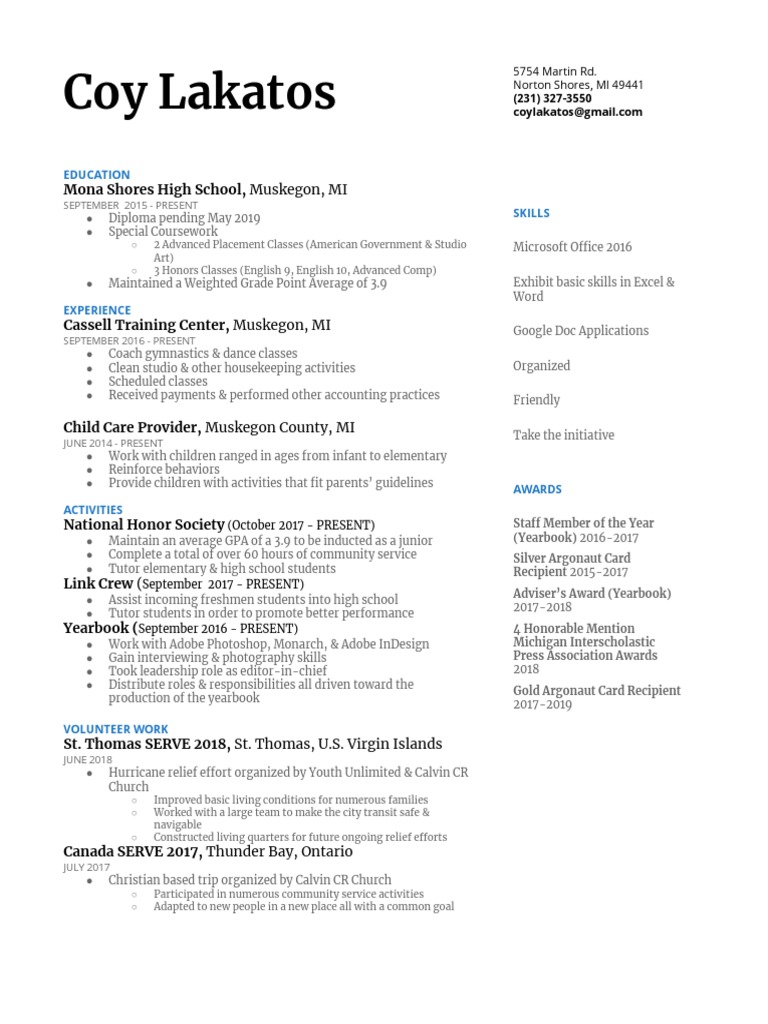 Lakatos Senior Finance Resume | PDF | Behavior Modification | Schools