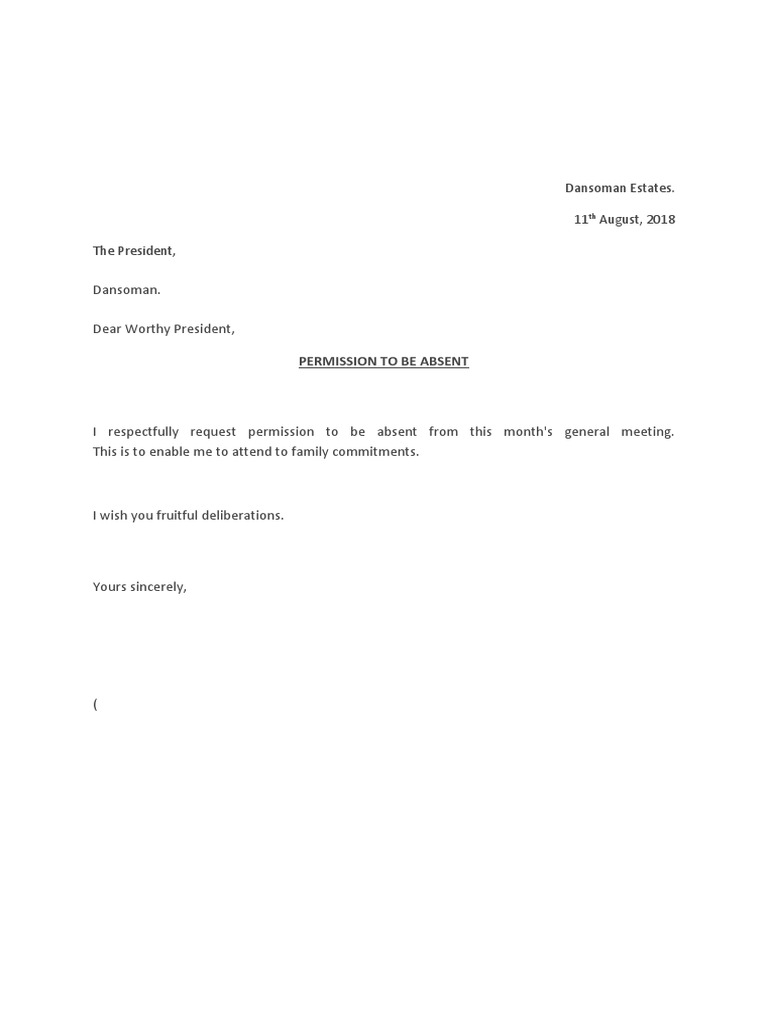 Request for Absence from Meeting | PDF