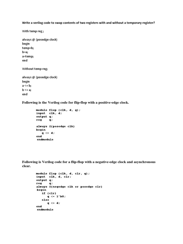 Verilog Code Faq Pdf Parameter Computer Programming Electronic Design 0283