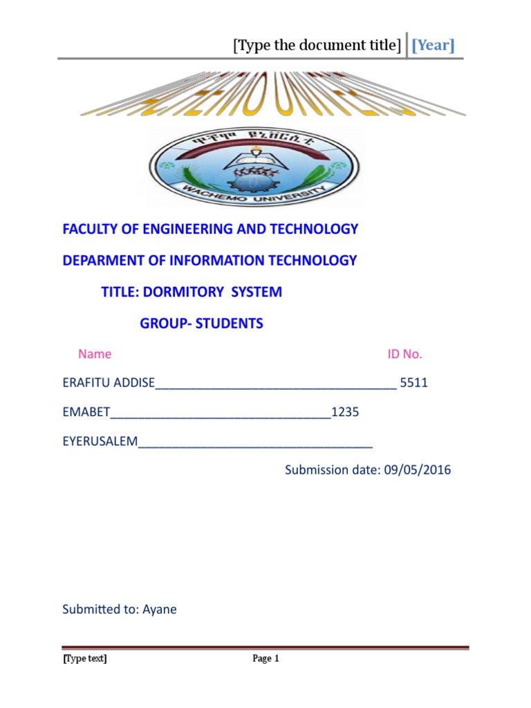 Dormitory Management System: A Proposed Computerized System for Wachemo ...