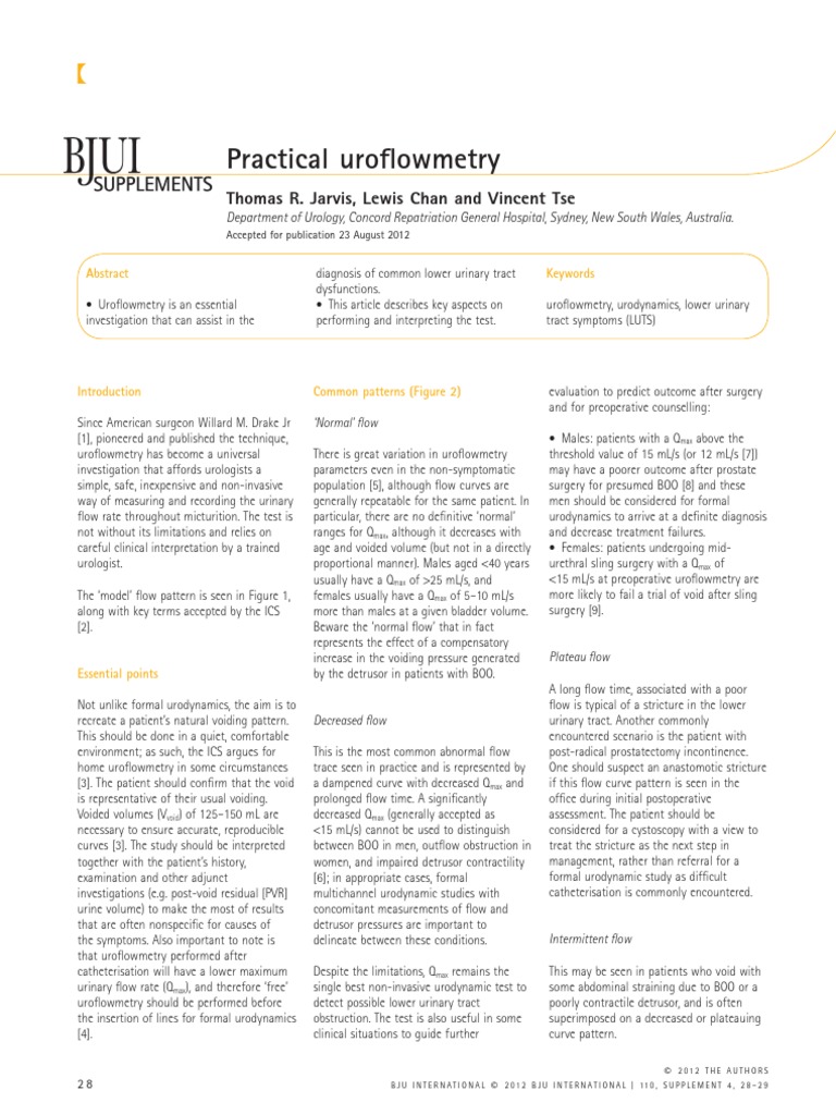 Jarvis 2012 Practical Uroflowmetry | PDF | Urology | Urination