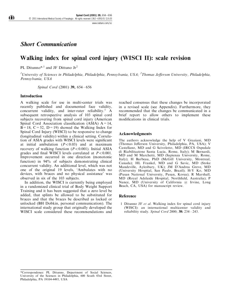Wisci II Scale Revision | PDF | Medical Specialties | Clinical Medicine