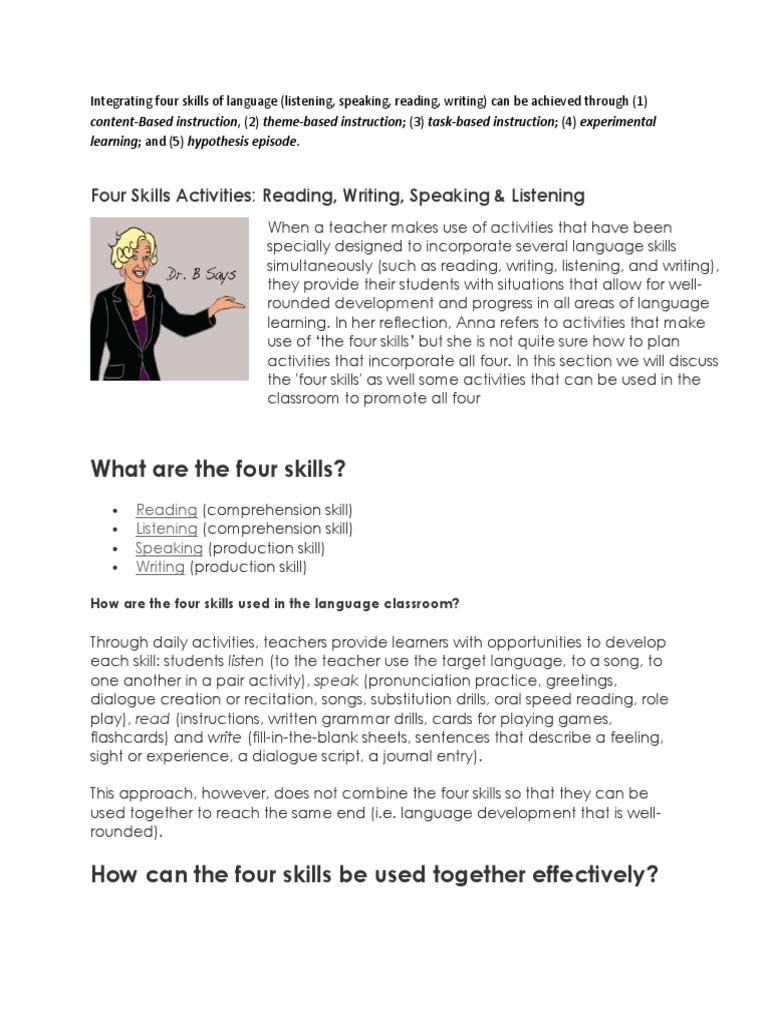 Integrating the Four Language Skills | PDF | Learning | Education Theory