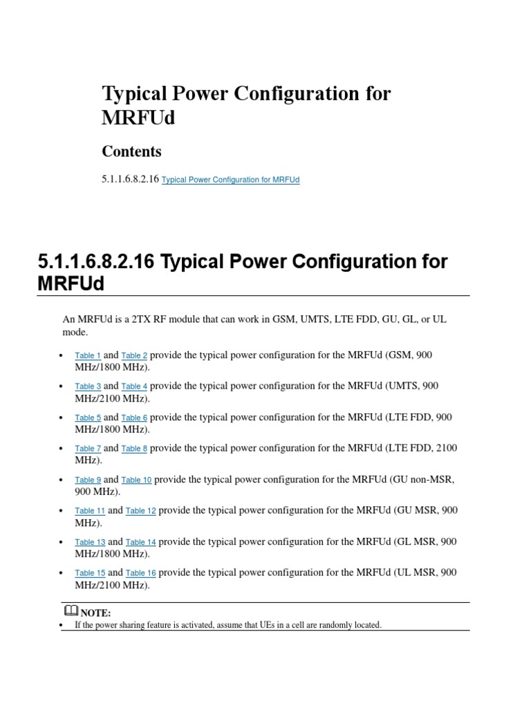 MRFUd Power Configuration | PDF | Gsm | Lte (Telecommunication)