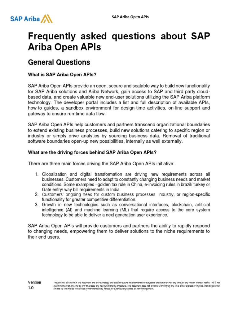 FAQ About SAP Ariba Open APIs | PDF | Application Programming Interface ...