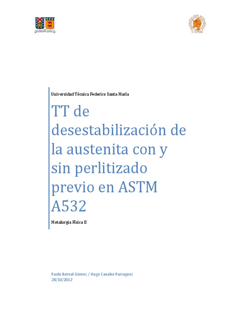 TT ASTM A532 Bernal-Canales | PDF | Tratamiento a base de calor ...