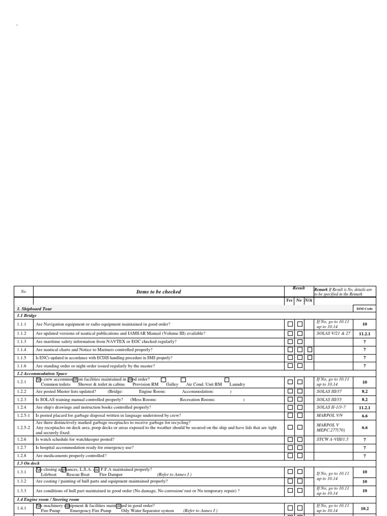 Ism Checklist | PDF | Oil Tanker | Audit