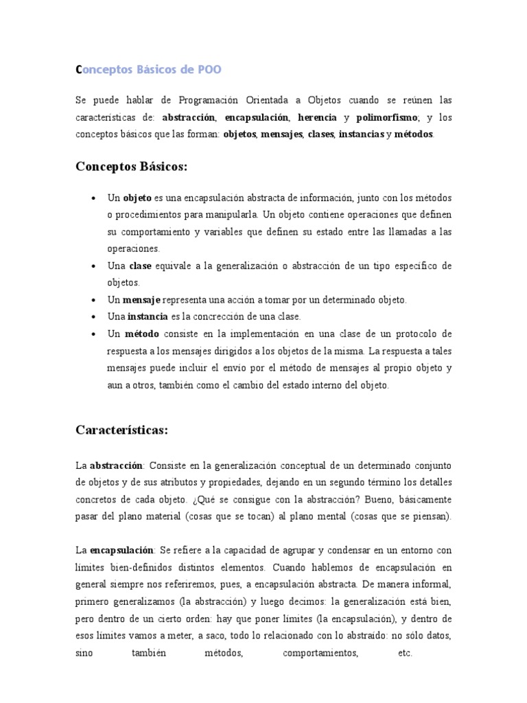 Conceptos Básicos de POO | PDF | Objeto (informática) | Programación ...