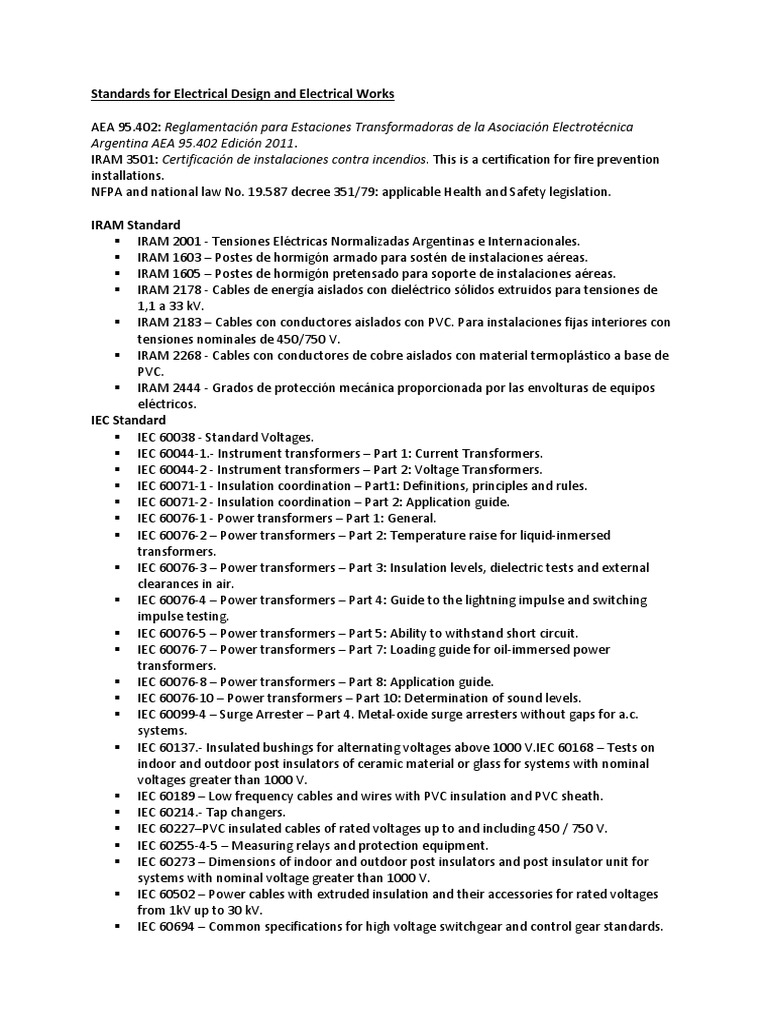 Electrical Design Standards Overview | PDF | Insulator (Electricity ...