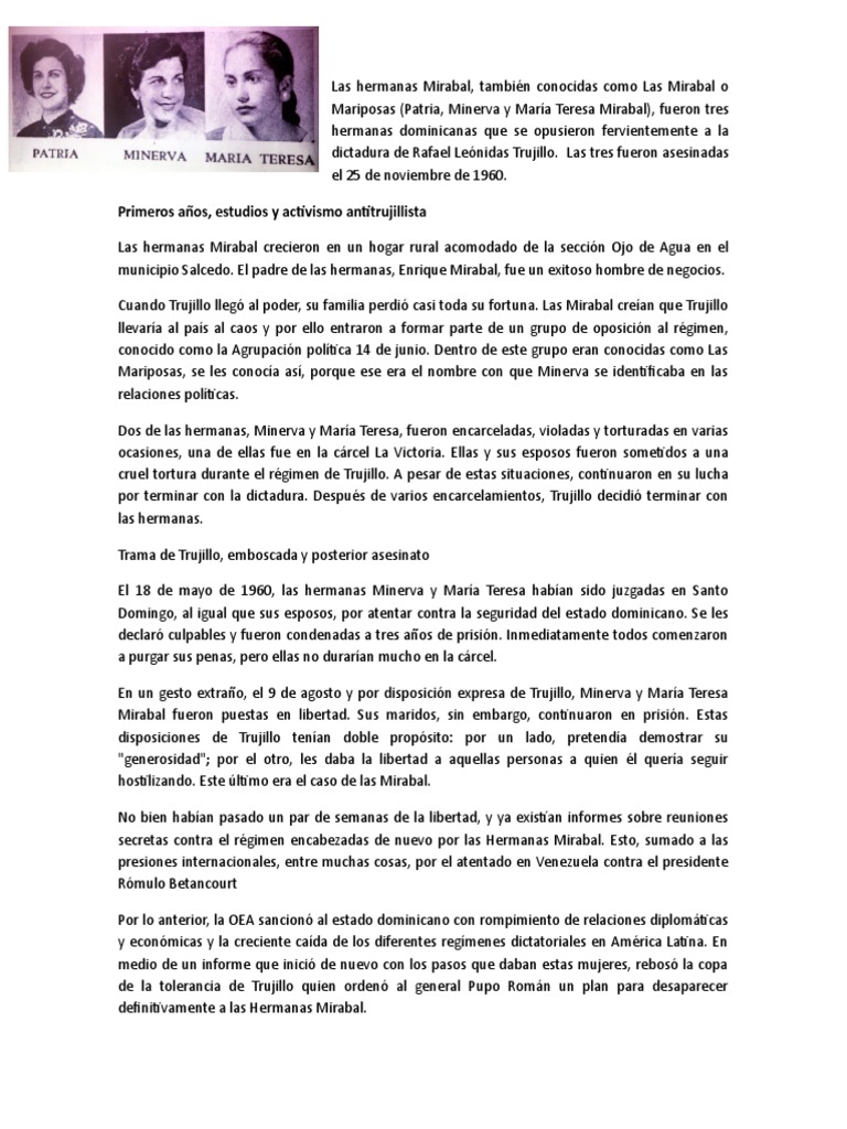 Las Hermanas Mirabal | PDF | Gobierno | Violencia