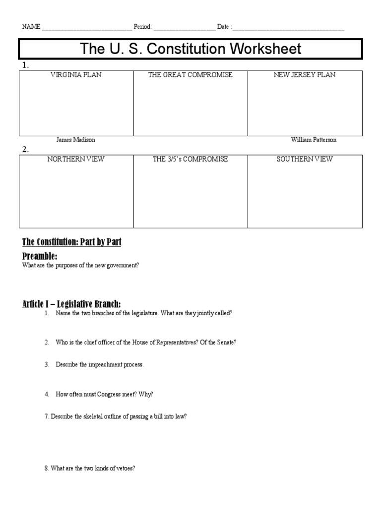 Constitution HW Packet | PDF | United States Bill Of Rights | United ...