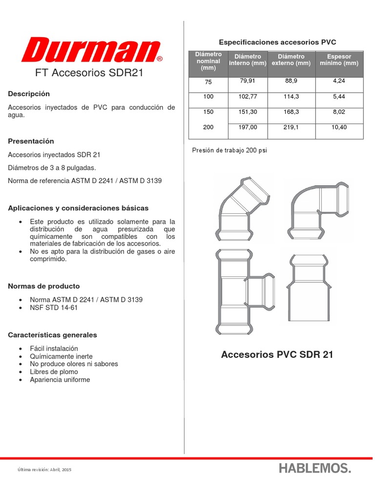 Ficha Técnica DURMAN - Accesorios SDR21 PDF | PDF