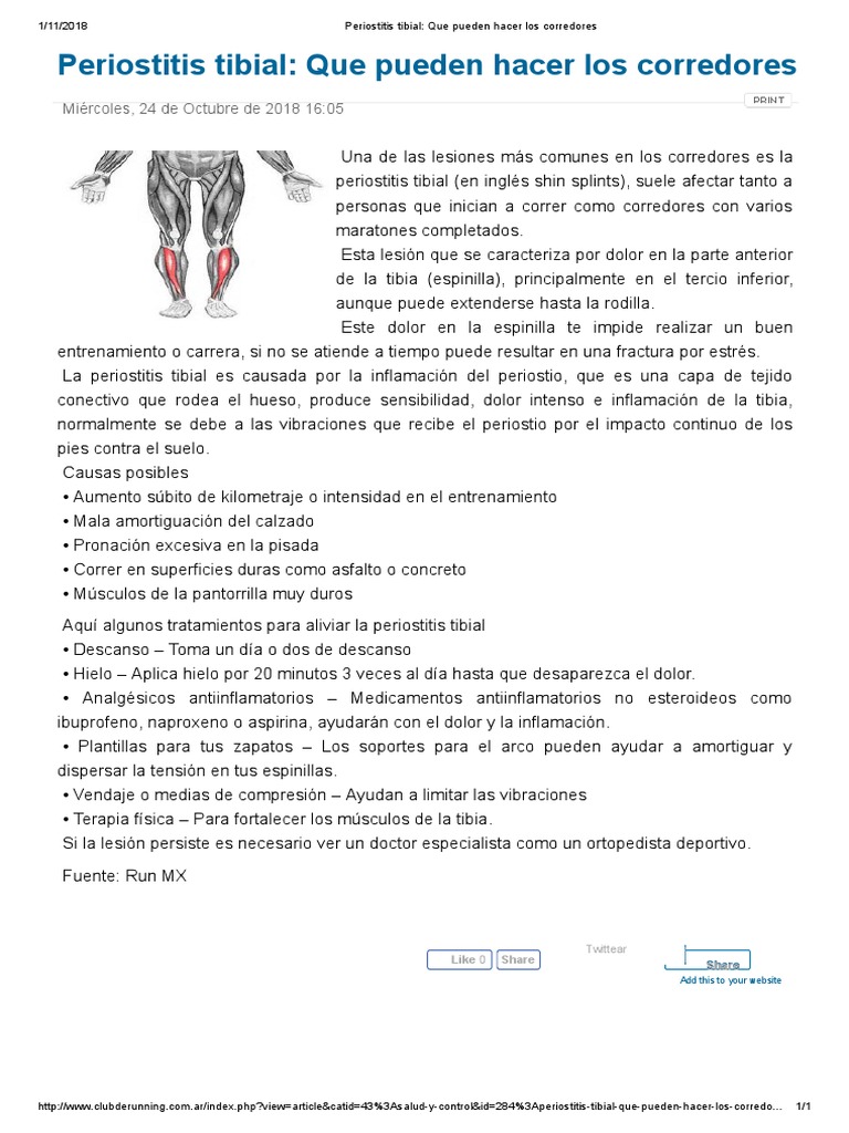 Periostitis Tibial - Que Pueden Hacer Los Corredores | PDF | Dolor | Medicina CLINICA