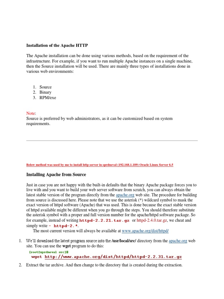 Installation of The Apache HTTP | PDF | Apache Http Server | World Wide Web