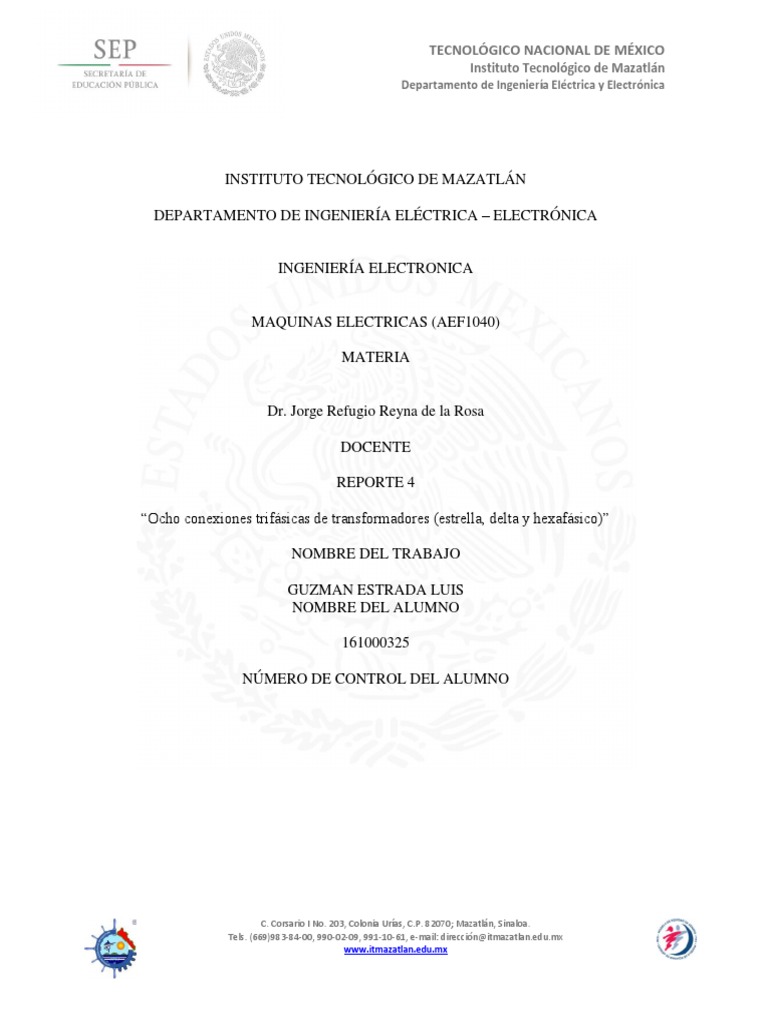Ocho Conexiones Trifásicas de Transformadores (Estrella, Delta y ...