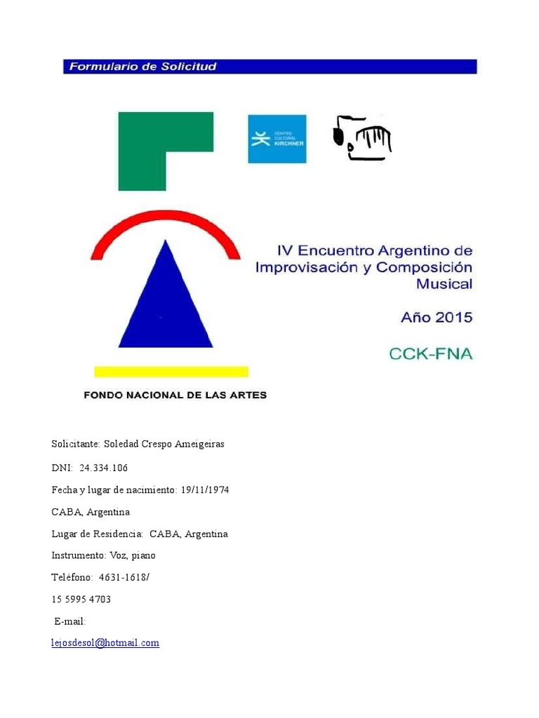 Formulario de Solicitud-FNA | PDF | Jazz | Canto