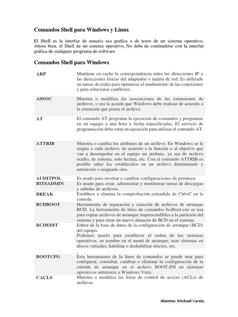 Comandos Shell para Windows y Linux | PDF | Interfaz de línea de ...