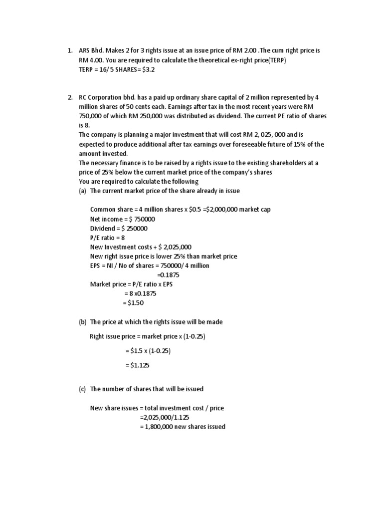 CTM Tutorial 2 | PDF | Dividend | Lease